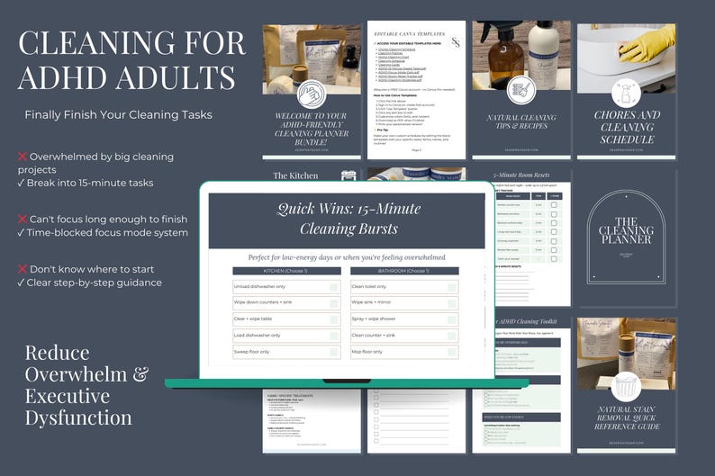 ADHD Cleaning Planner Bundle | Neurodivergent Friendly Checklists ...
