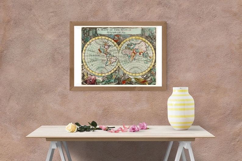 1682 World Map Print World Map 1682 Vintage Digital Print - Etsy