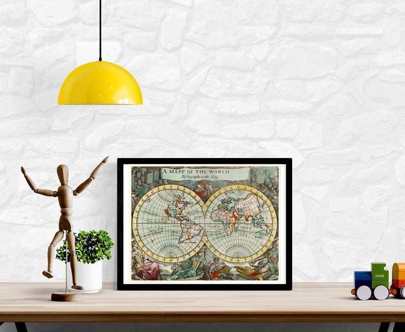 1682 World Map Print World Map 1682 Vintage Digital Print - Etsy