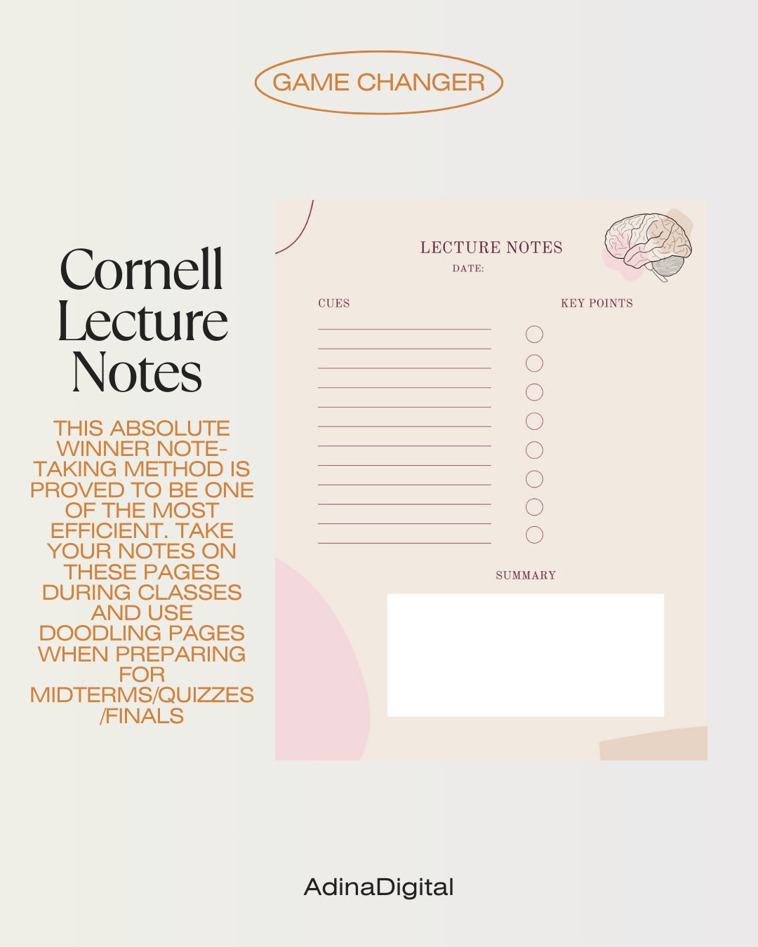 Cornell Notes Printable, Doodling Method, Cornell Method Notes, Lecture ...