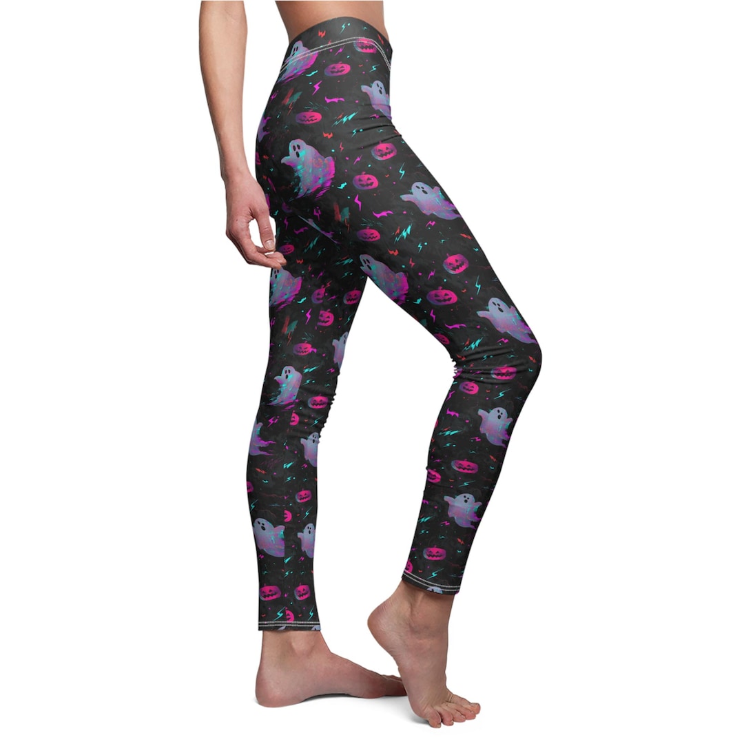 Neon Ghost Halloween Leggings, Spooky Yoga Pants, Activewear - Etsy