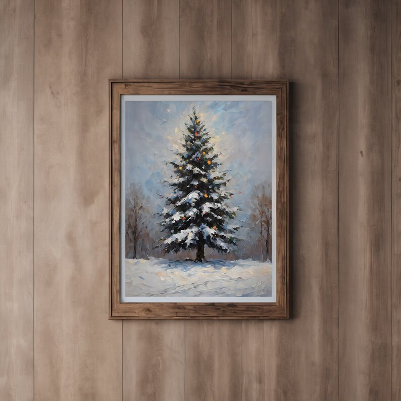 Winter Serenity Digital Elegance of a White Christmas Tree -9:16 Oil ...