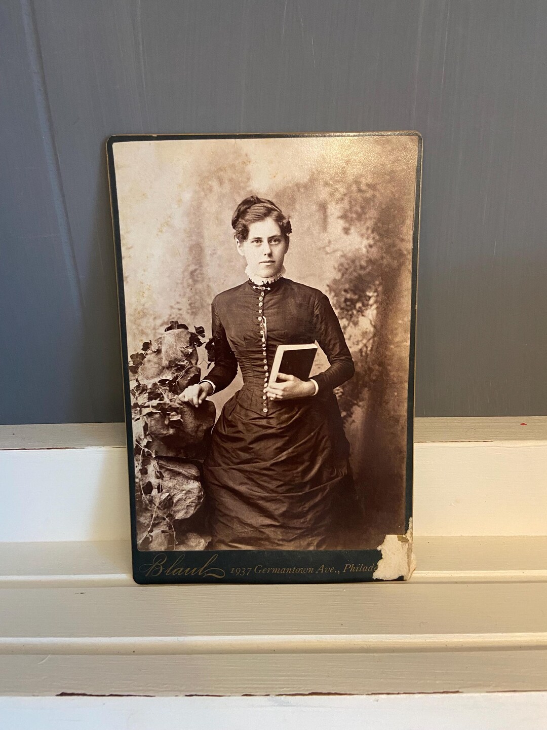 Antique 1800s Black and White Photograph of Woman With Book – Louis ...