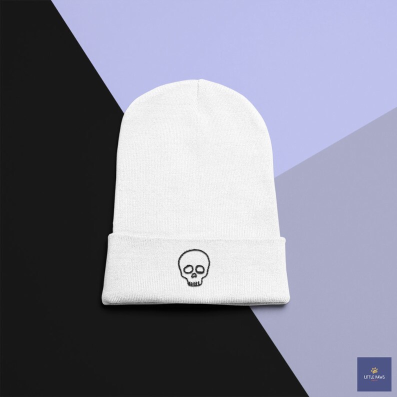 Skull Goth Beanie Dark and Edgy Women's Hat With Unique Skull Design ...