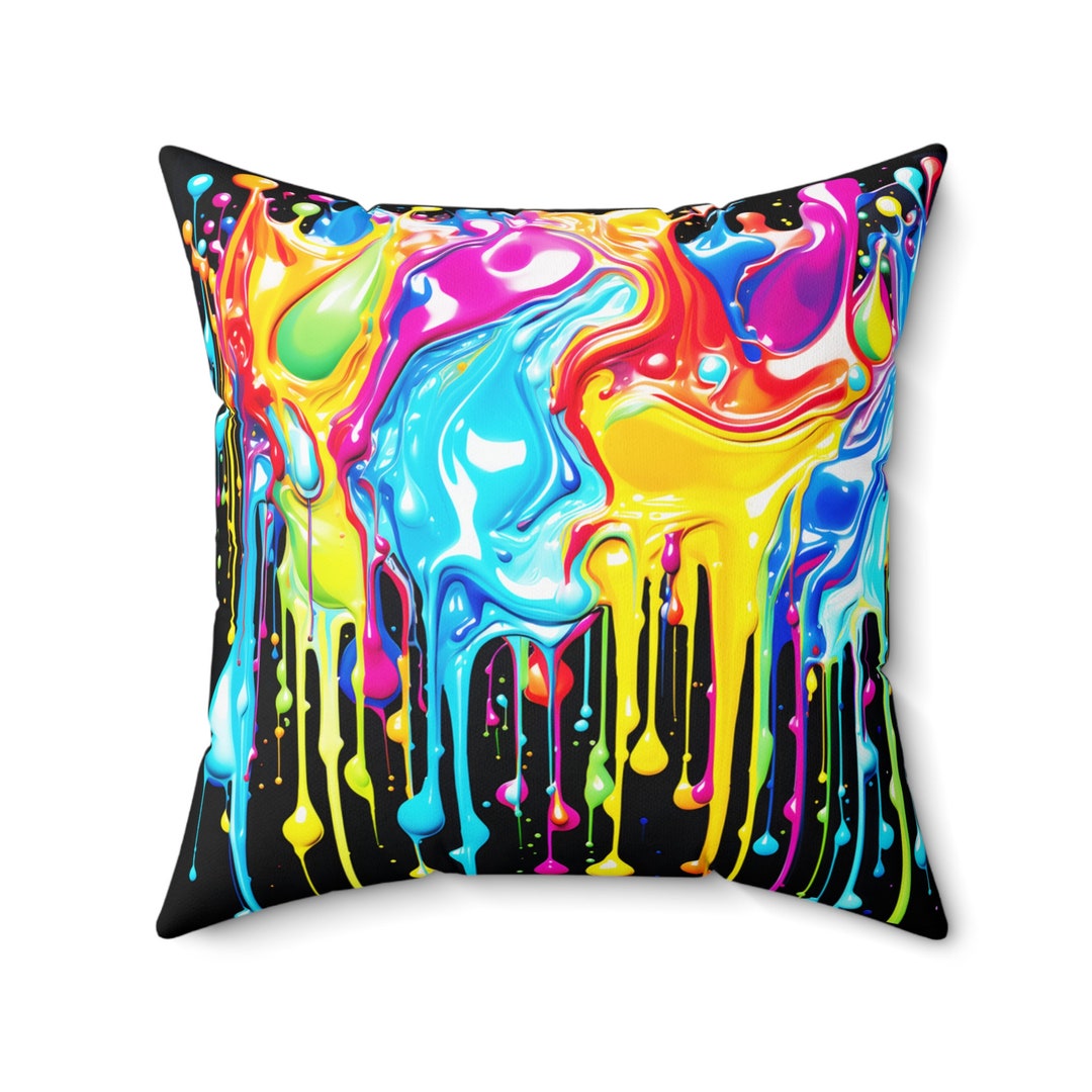 Graffiti Drip Pillow Colorful Pillow Neon Pillow Graffiti - Etsy