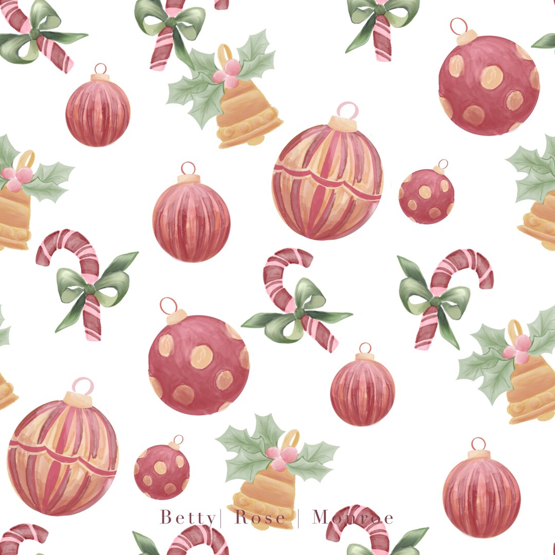 Ornaments and Canes Seamless Pattern Repeat - Etsy
