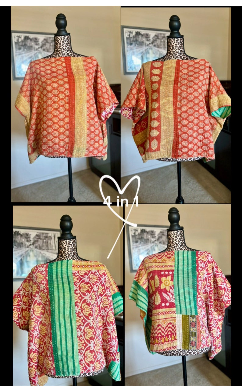 Four Way Kantha Poncho - Etsy