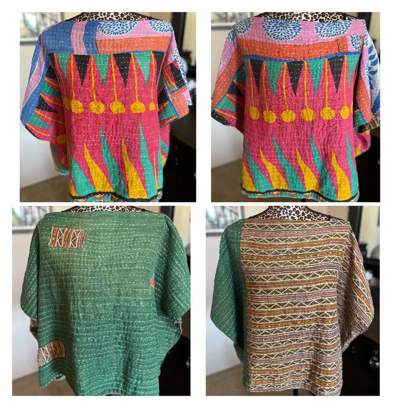 Four Way Kantha Poncho - Etsy