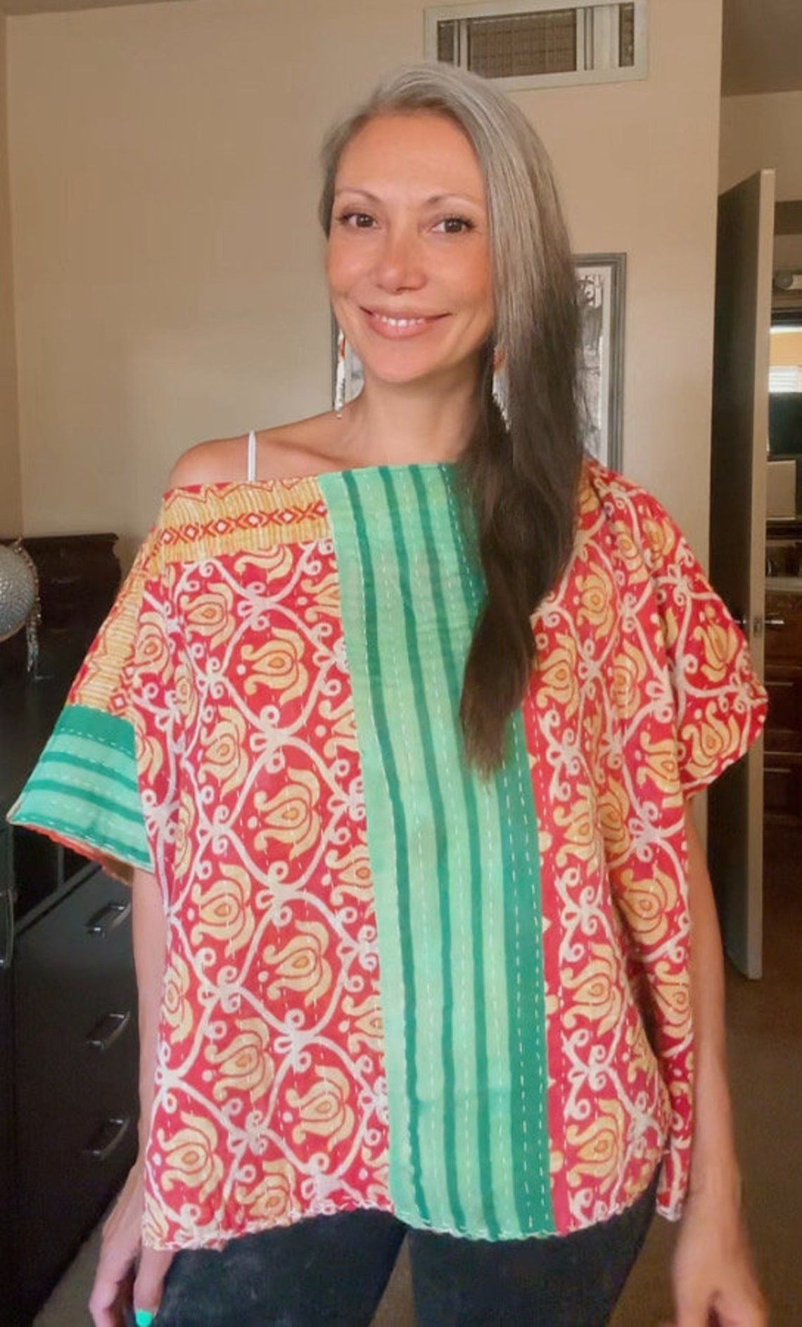 Four Way Kantha Poncho - Etsy