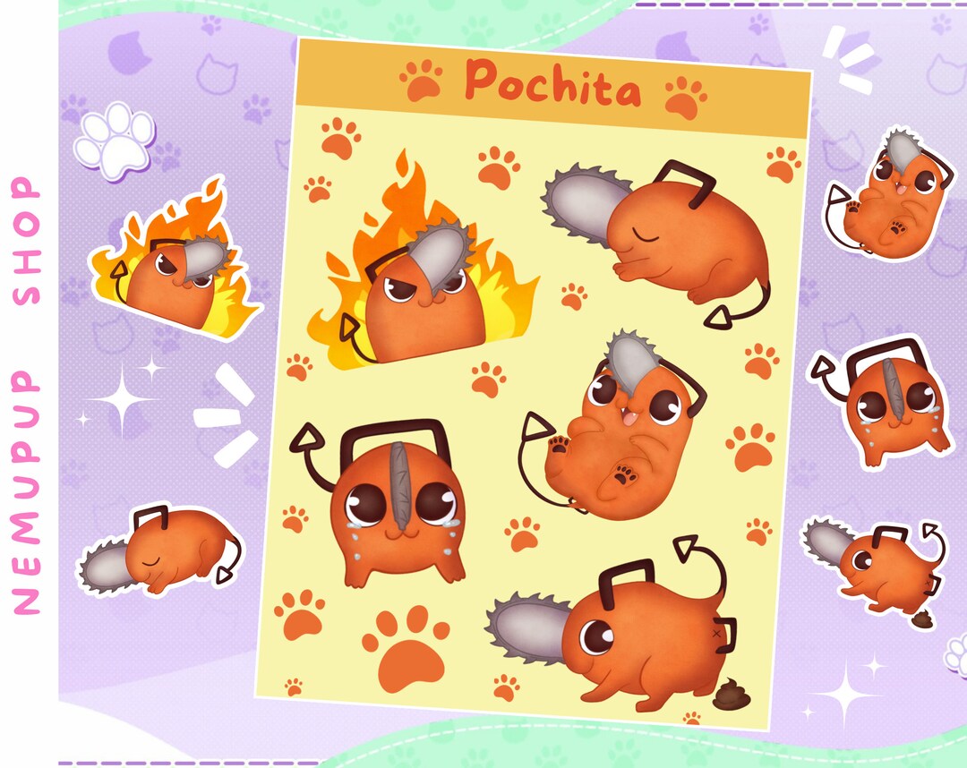 Cute Chainsaw Man Pochita Sticker Sheet kawaii Anime Dog - Etsy