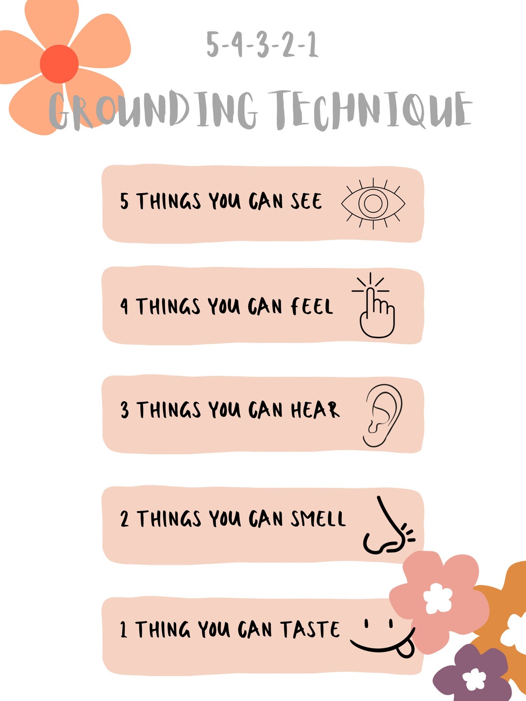 Therapy Grounding Technique Poster - Etsy