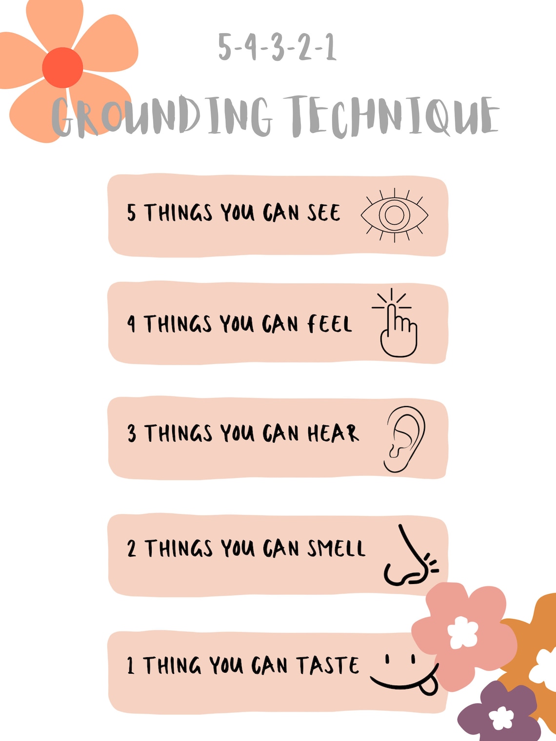 Therapy Grounding Technique Poster - Etsy