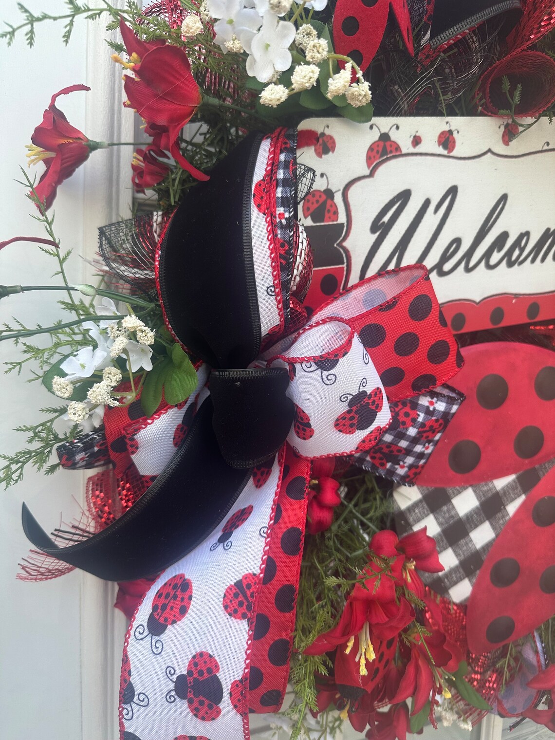 Lady Bug Wreath, Lady Bug Decor, Lady Bug, Summer Wreath, Lady Bug Door ...