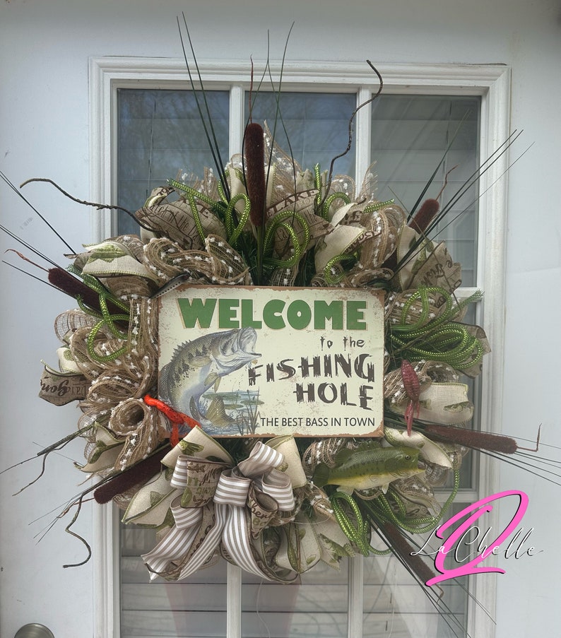 Fishing Wreath Country Door Decor Farmhouse Wreath Farmhouse Door Decor ...