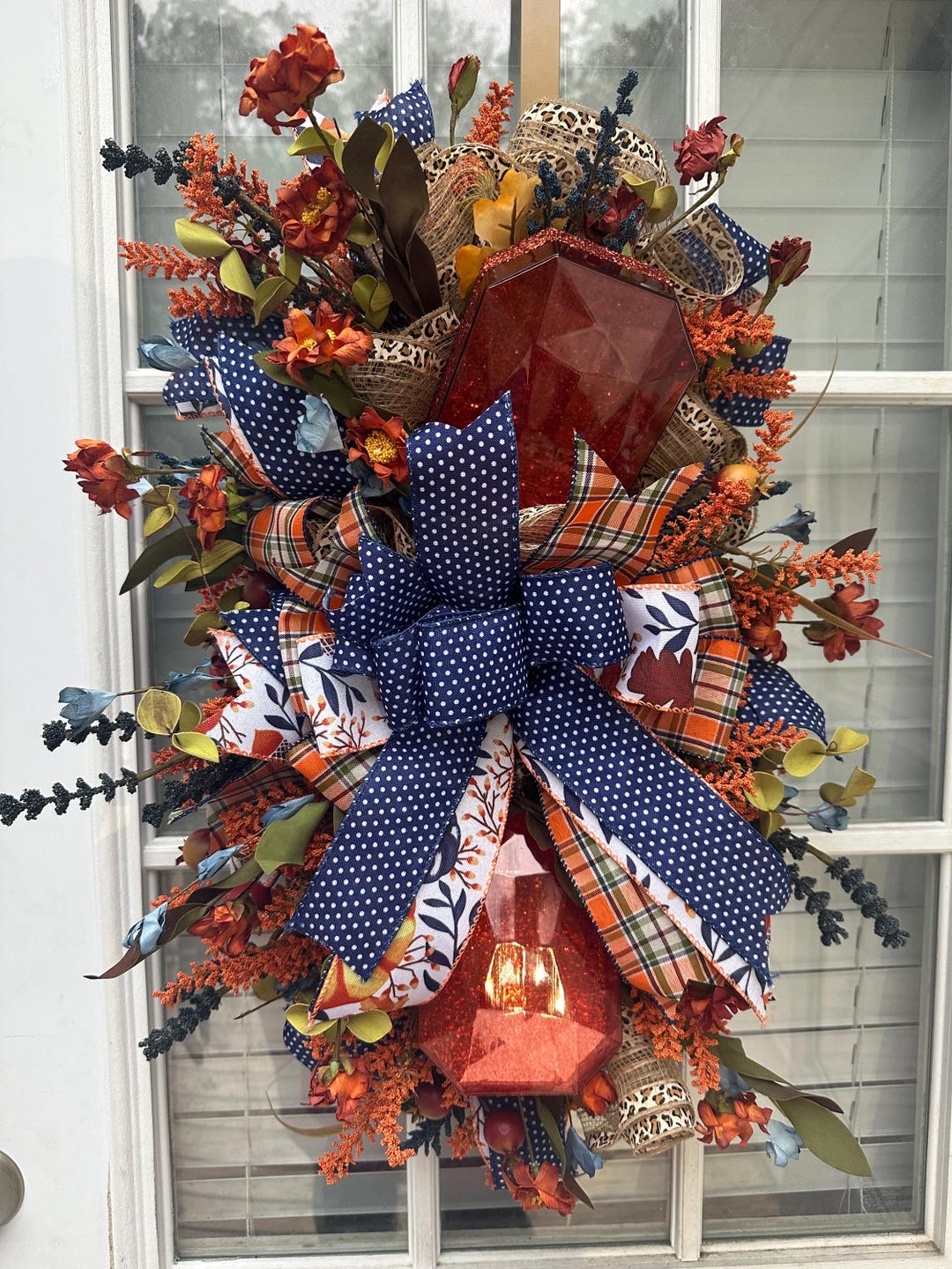 Fall Swag, Jewel Swag Wreath, Glam Door Decor, Autumn Swag, Fall Decor ...
