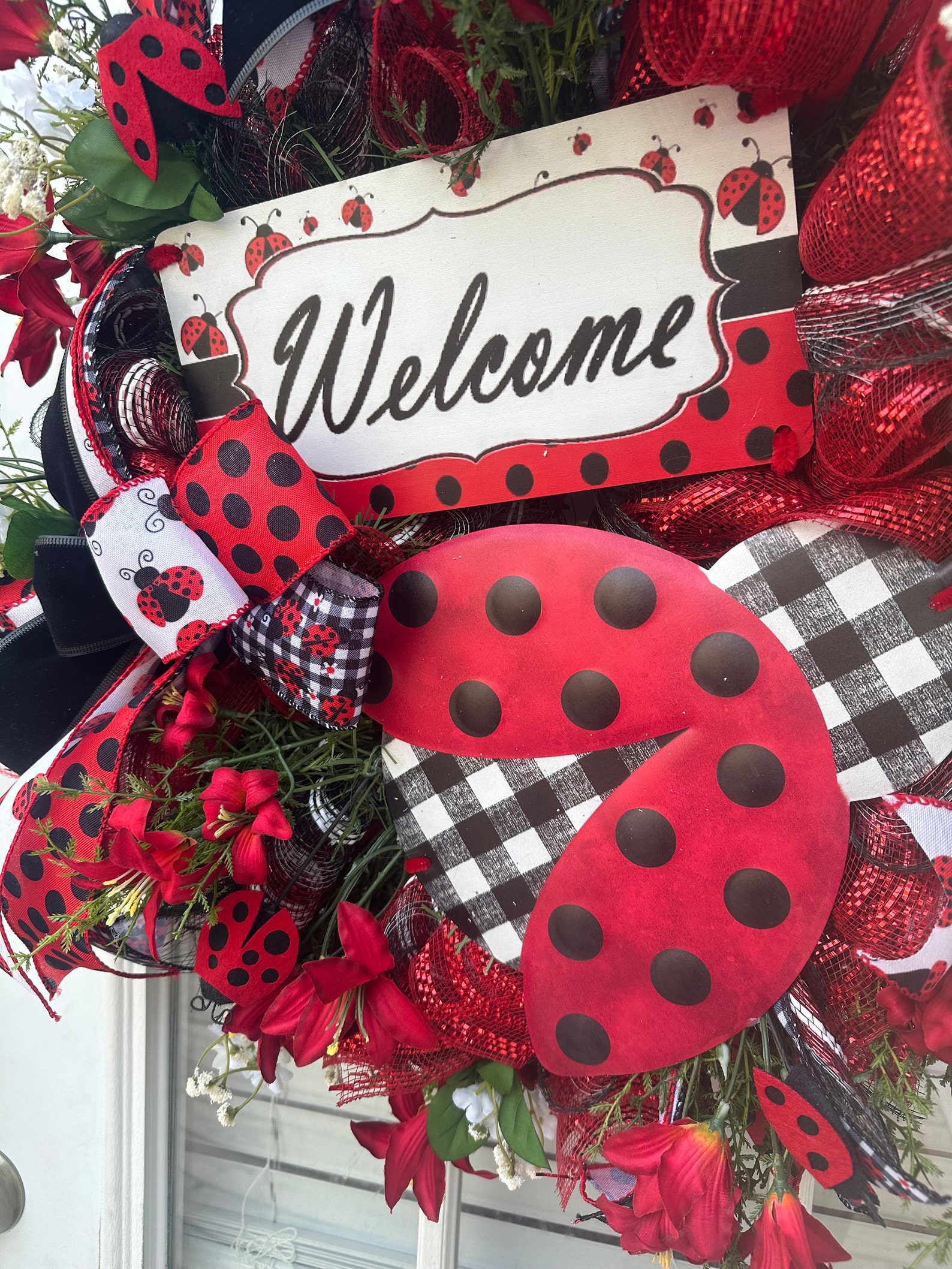 Lady Bug Wreath, Lady Bug Decor, Lady Bug, Summer Wreath, Lady Bug Door ...