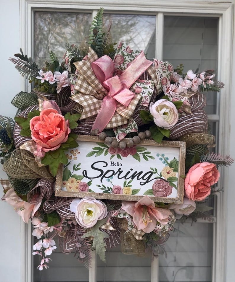 Spring Time Wreath, Spring Door Decor, Spring Wreath Decor, Floral ...
