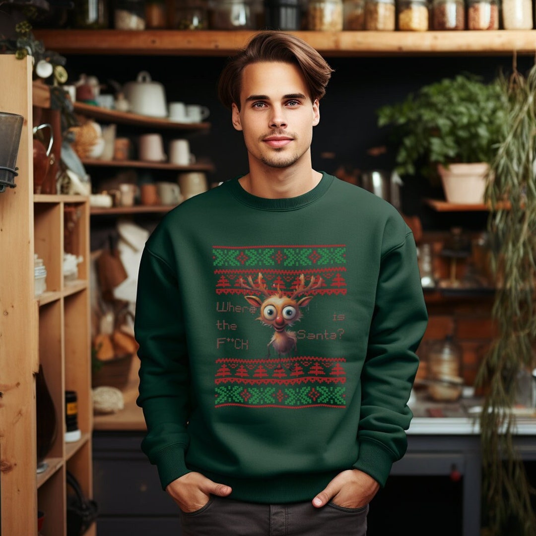 Creepy Reindeer Sweater Ugly Xmas Sweater Funny Heavy - Etsy