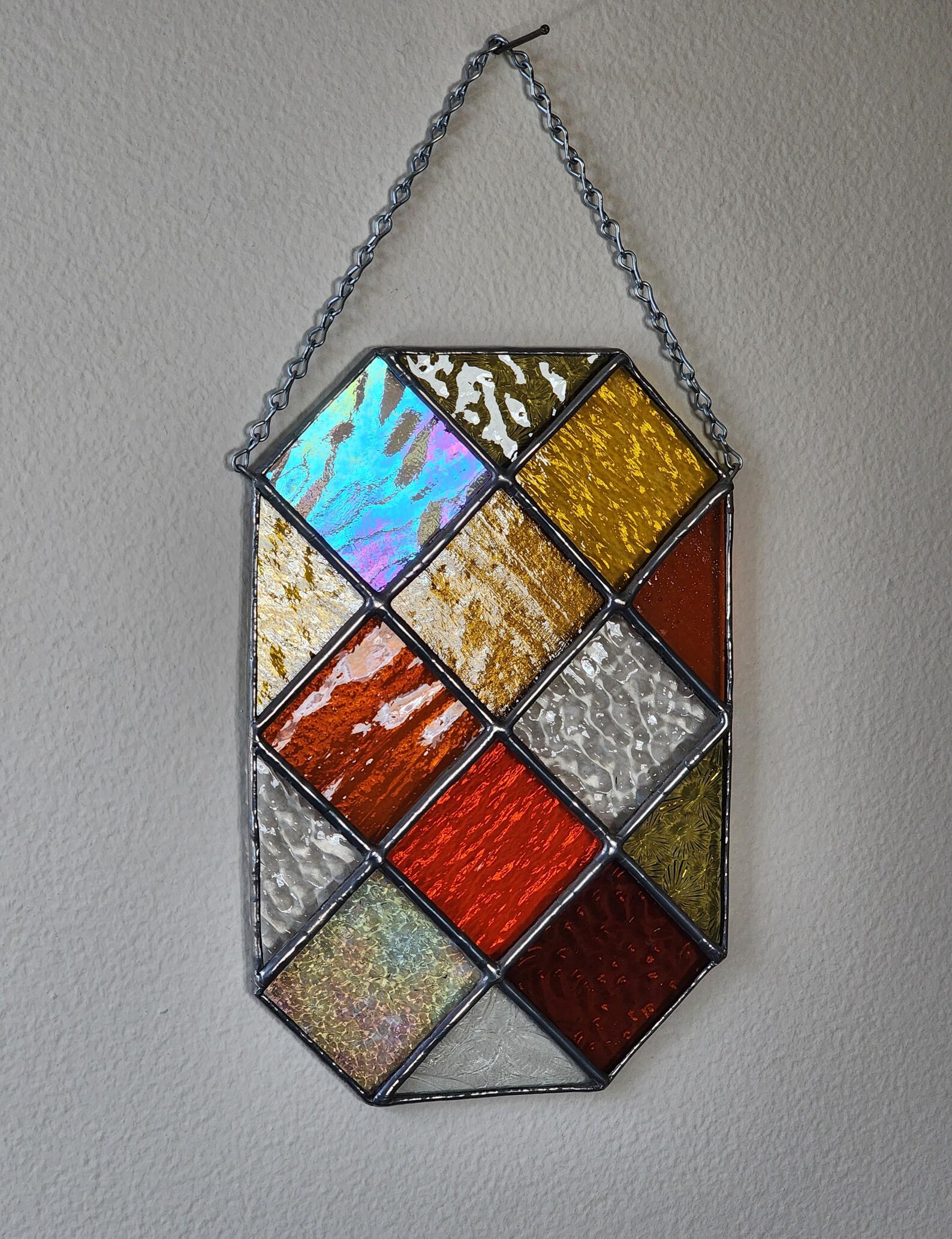 Handmade Stained Glass Window Hanger - Yellow, Orange, and Clear ...