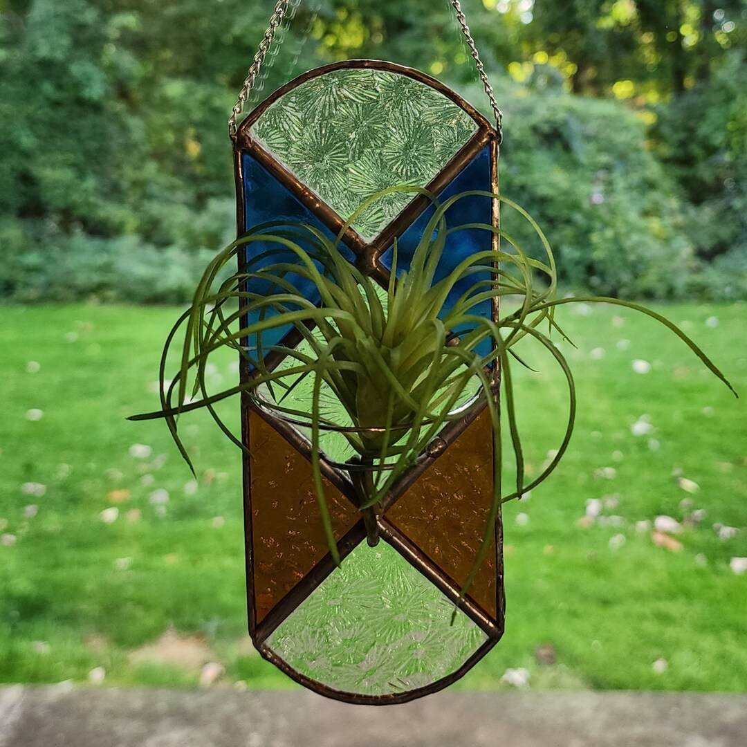Stained Glass Air Plant Holder, Window Decor, Sun Catcher, Plant Lover ...