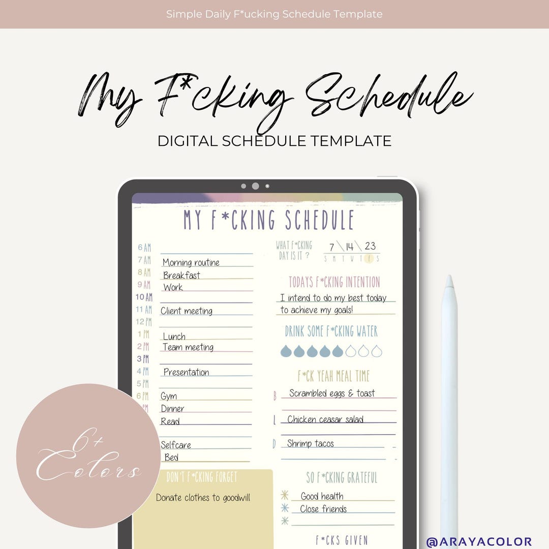 Daily Schedule Template: Portrait Digital Planner (PDF) - Etsy