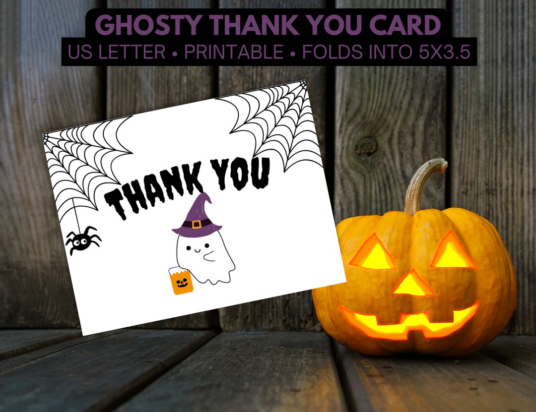 GHOST Thank You Card | Cute Halloween Thank You Card | Printable Thank ...