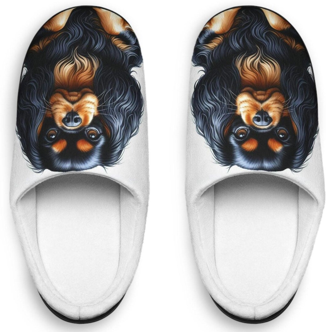 Cavalier King Charles Spaniel Black Tan Dog Puppy Women Indoor Slippers ...