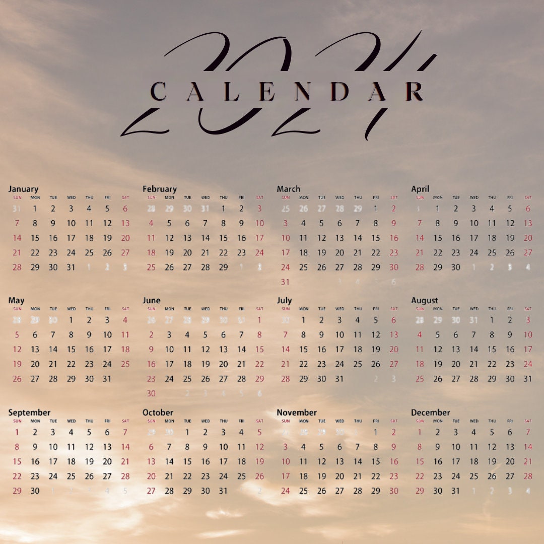 AESTHETIC MINIMALIST CALENDAR 2024 - Etsy