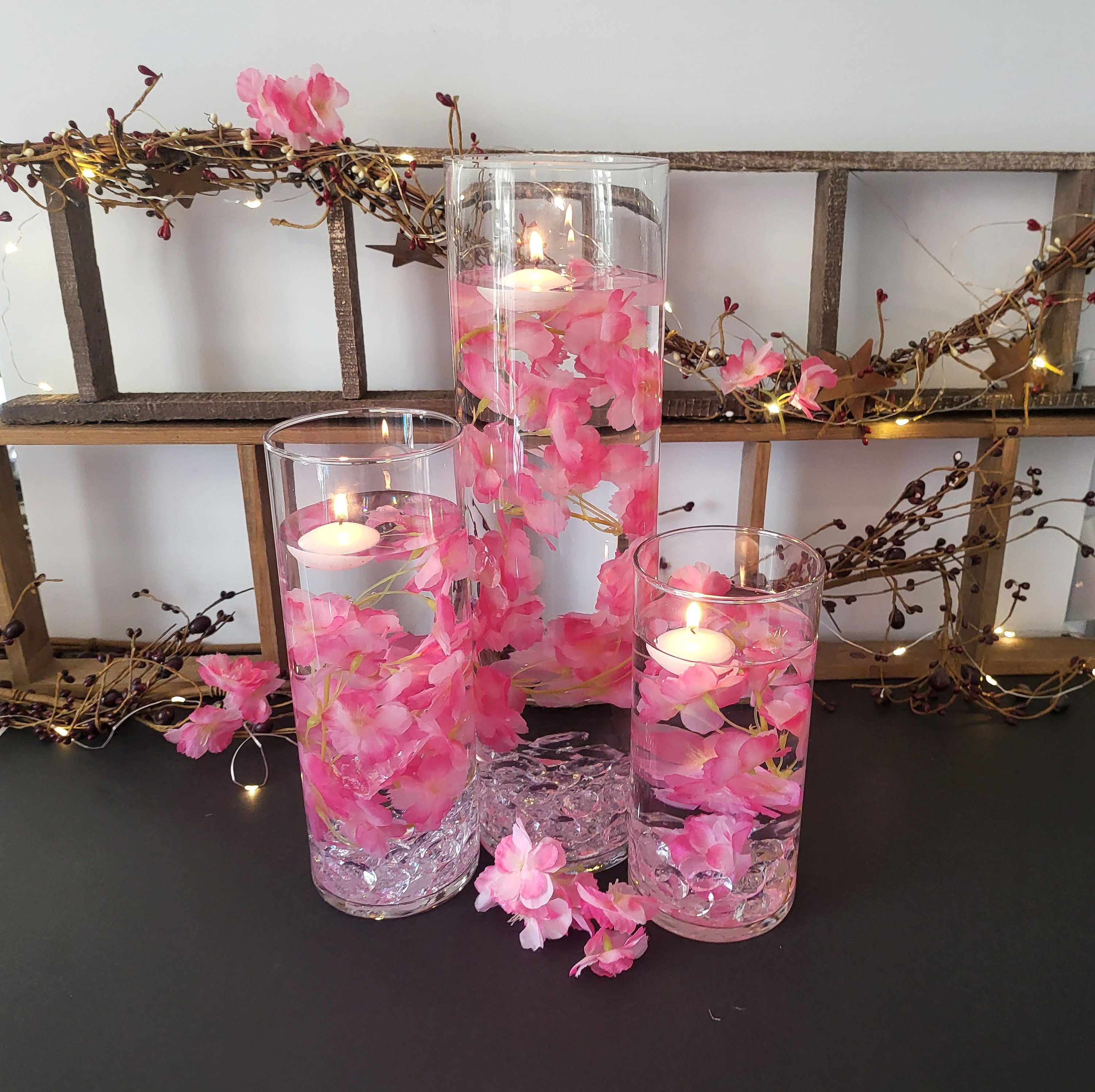 Set of 3 Wedding Centerpiece Submersible Floral Glass Cylinder Vases ...
