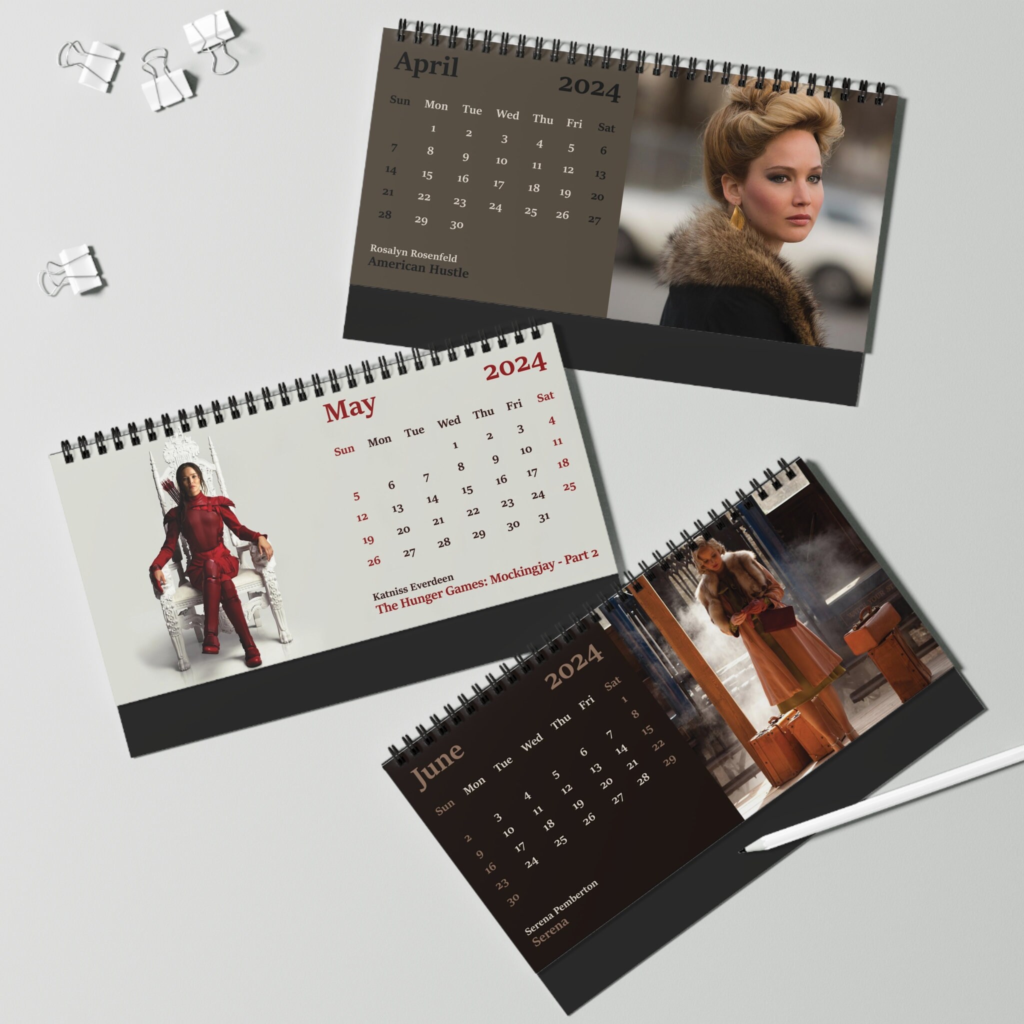 2024 Jennifer Lawrence Desk Calendar | 2024 Desk Calendar sold by Kora ...