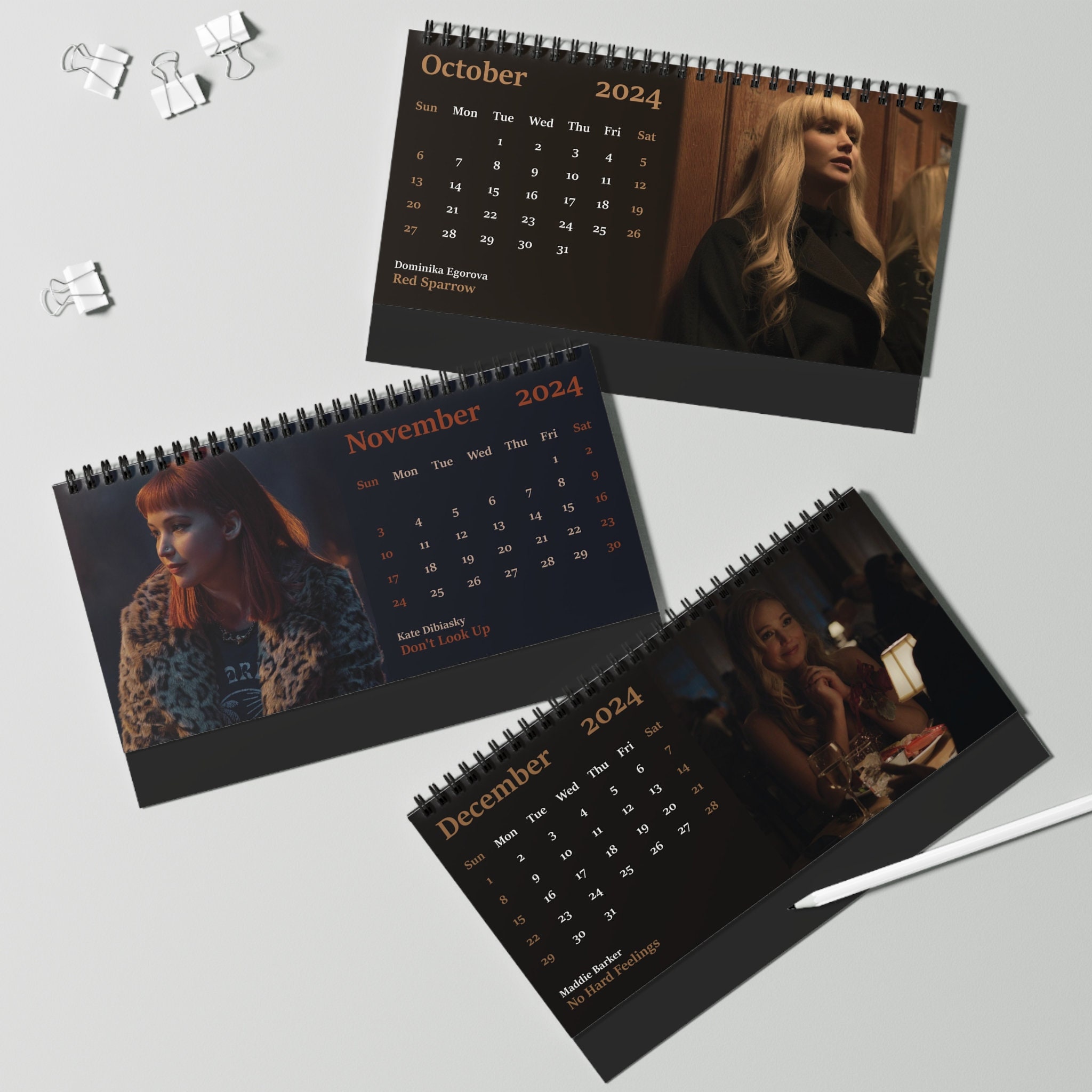 2024 Jennifer Lawrence Desk Calendar | 2024 Desk Calendar sold by Kora ...