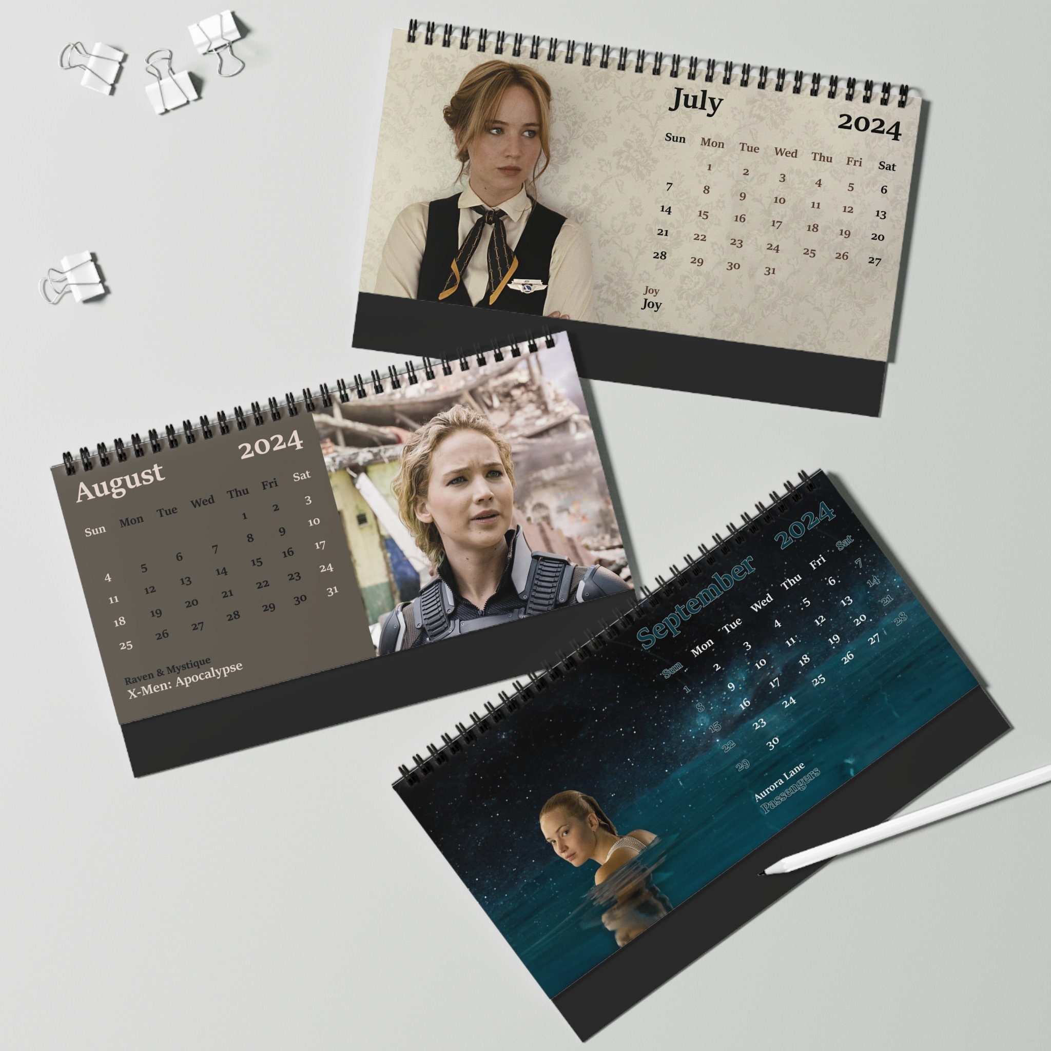 2024 Jennifer Lawrence Desk Calendar | 2024 Desk Calendar sold by Kora ...