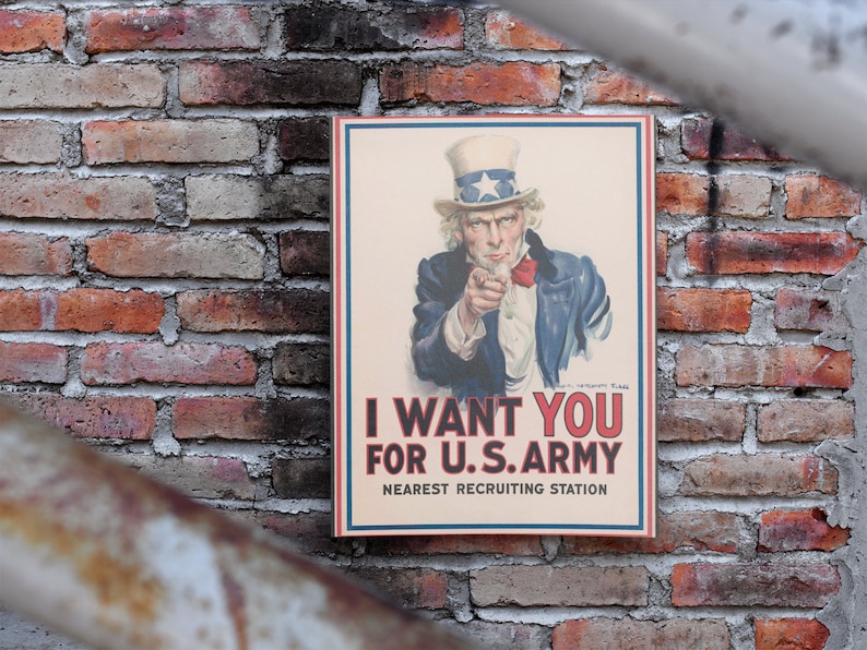 Uncle Sam Vintage I Want You for U.S. Army Poster 1917 WWI *digital ...