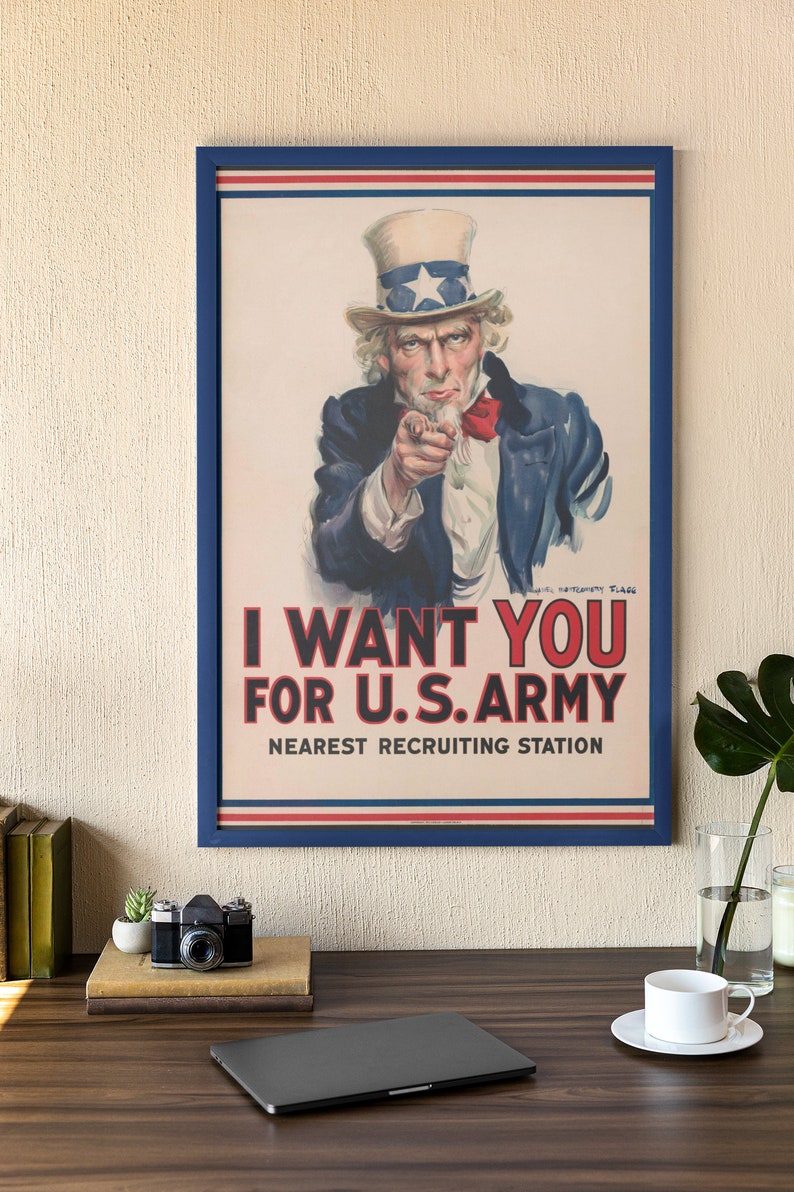 Uncle Sam Vintage I Want You for U.S. Army Poster 1917 WWI *digital ...