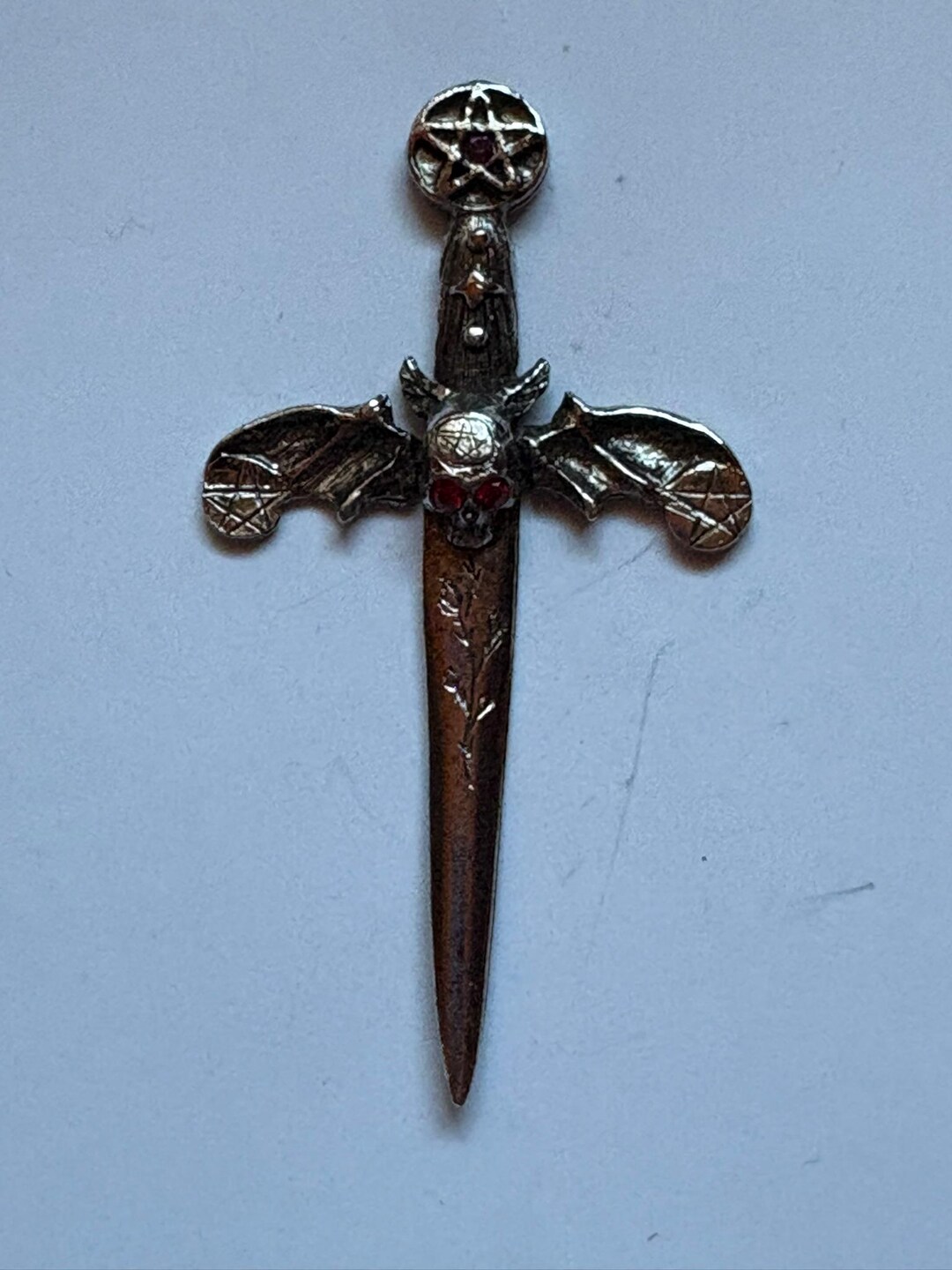Sword With Red-eyed Mothman Skull Pendant – Gothic Alchemy Necklace ...