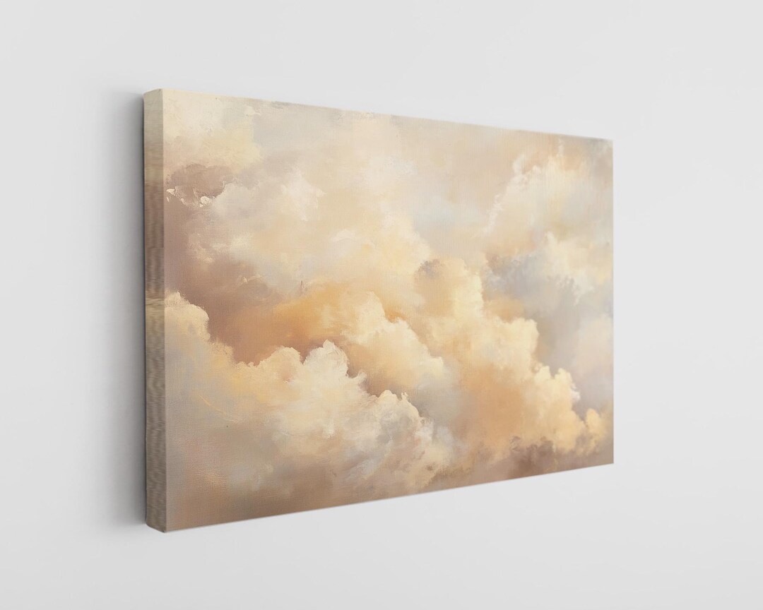Ethereal Golden Clouds Sky Landscape Canvas Print - Dreamy Artwork for ...
