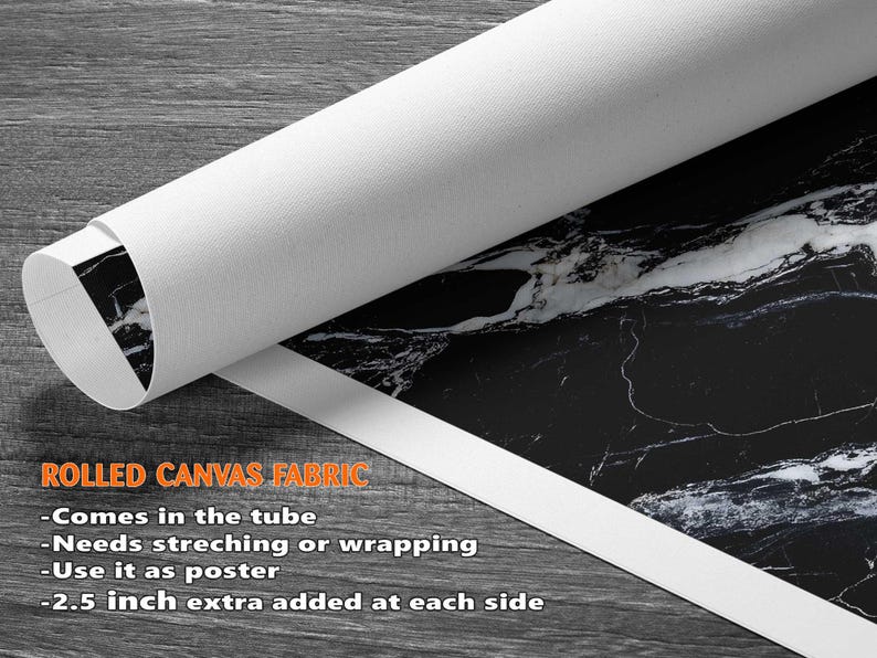 Black and White Abstract Marble Texture on High-quality Canvas Print ...