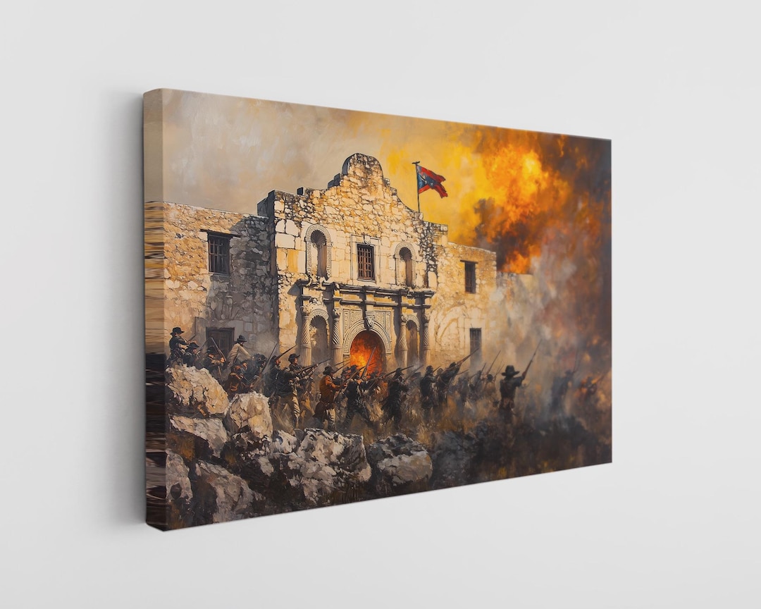 Battle of the Alamo on High-quality Canvas Print - Handcrafted Wall ...