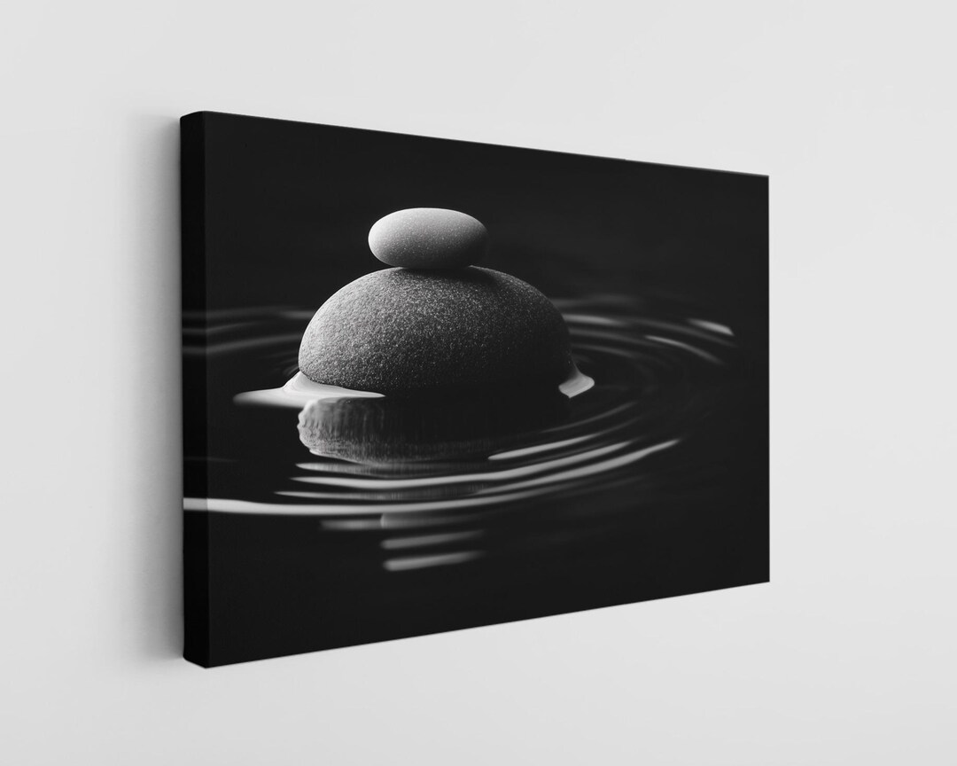 Black and White Minimalist Small Rocks on a Puddle on High-quality ...