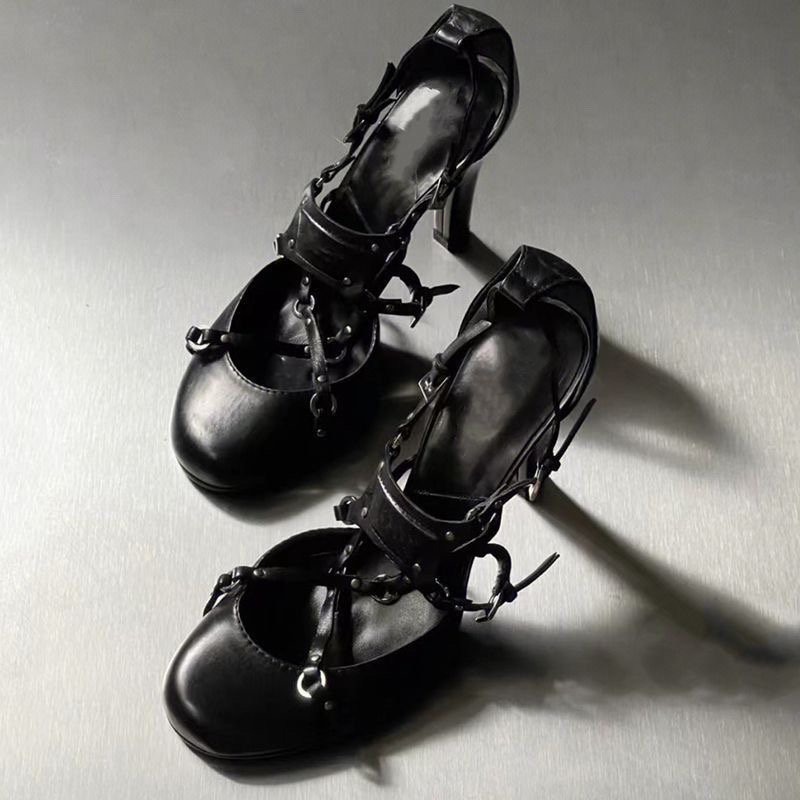 Strappy Balletcore Mary Jane Heels With Unique Silver Detailing - Etsy