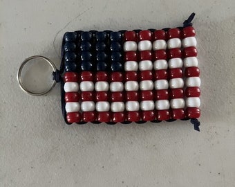 American Flag Pony Bead Keychain - Etsy