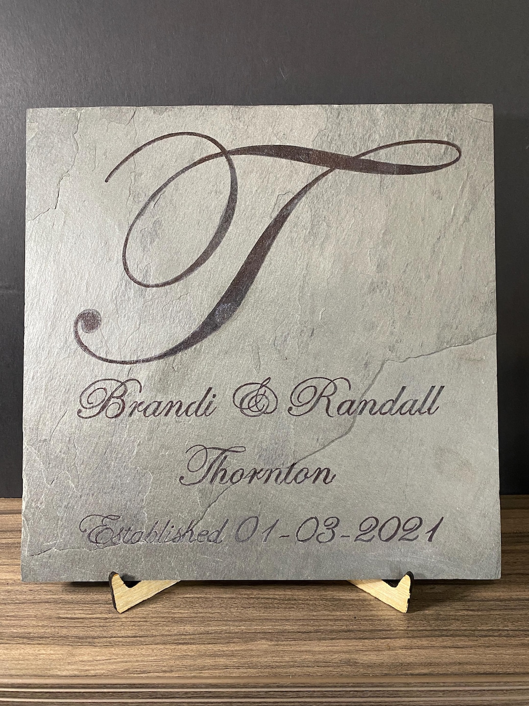 Laser Enrgaved 11.75 X 11.75 Slate Tile, Come With Wooden Stand. - Etsy