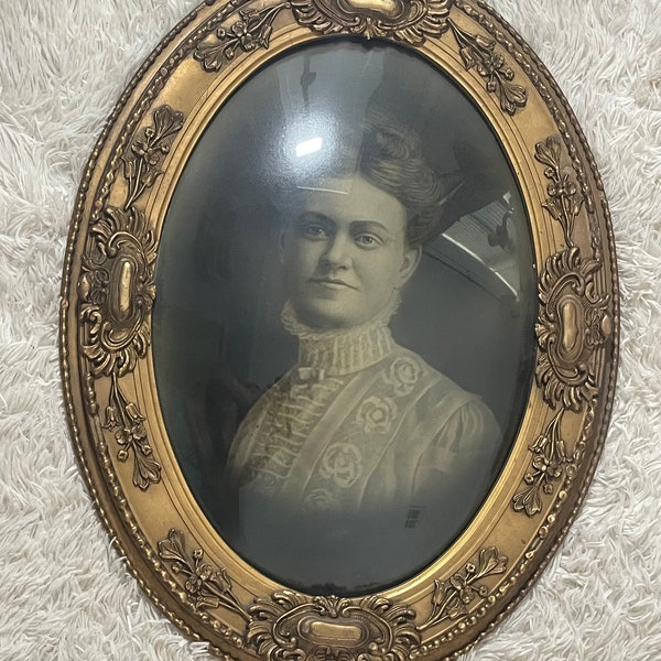 Antique Oval Picture Frame Curved Glass - Etsy