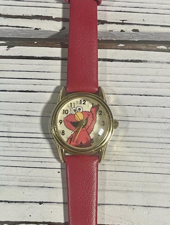 NEW BATTERY Vintage 90's Elmo Sesame Street Watch Jim… - Gem