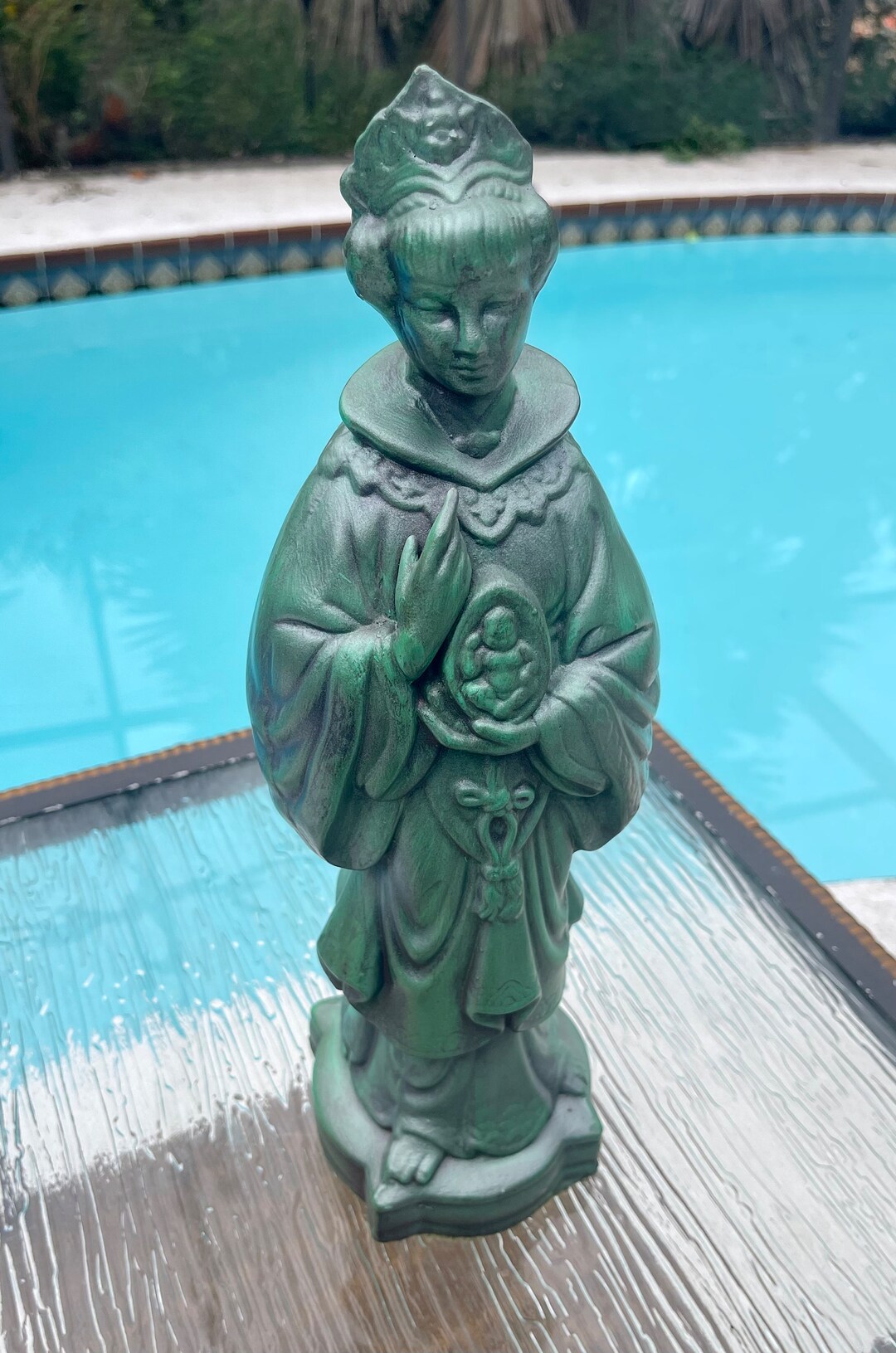 Vintage Celadon Glaze Ceramic Chinese Empress Kuan Yin Statue - Etsy