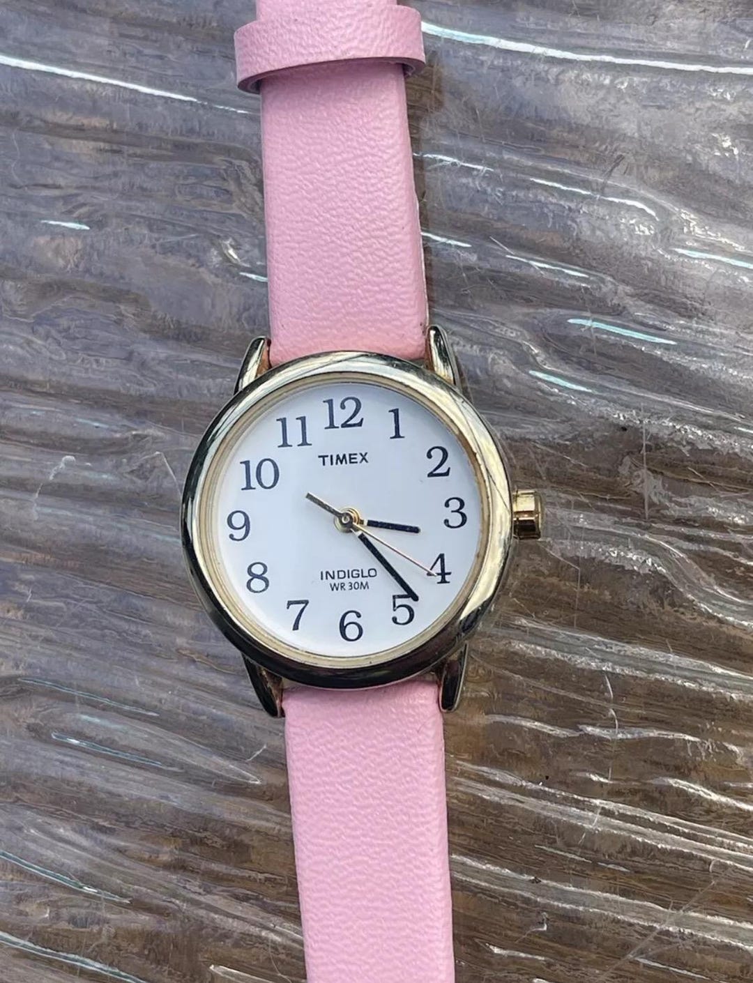NEW BATTERY Timex Womens Watch Pink Rose Leather Band Easy Reader Light ...