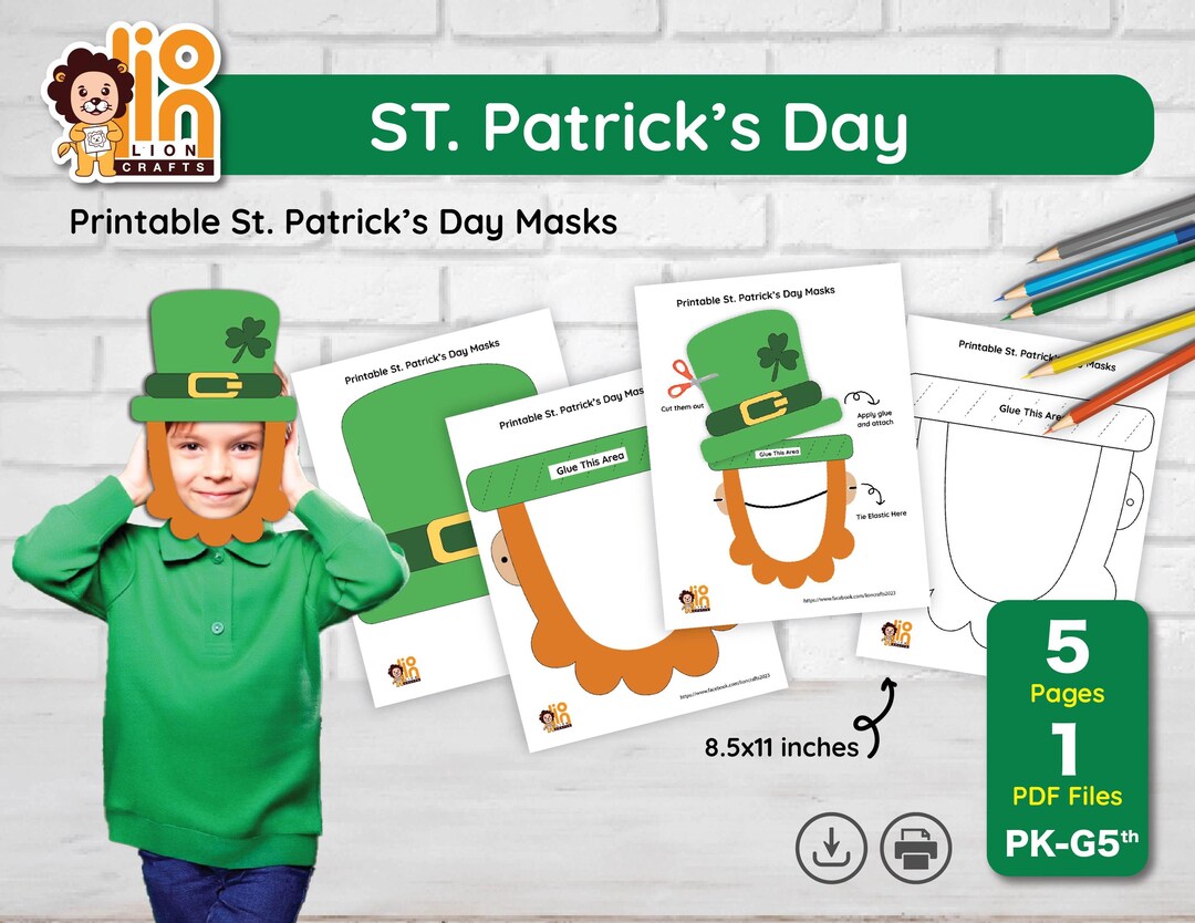St. Patrick's Day Masks, Coloring for Kids | St. Patrick's Day ...