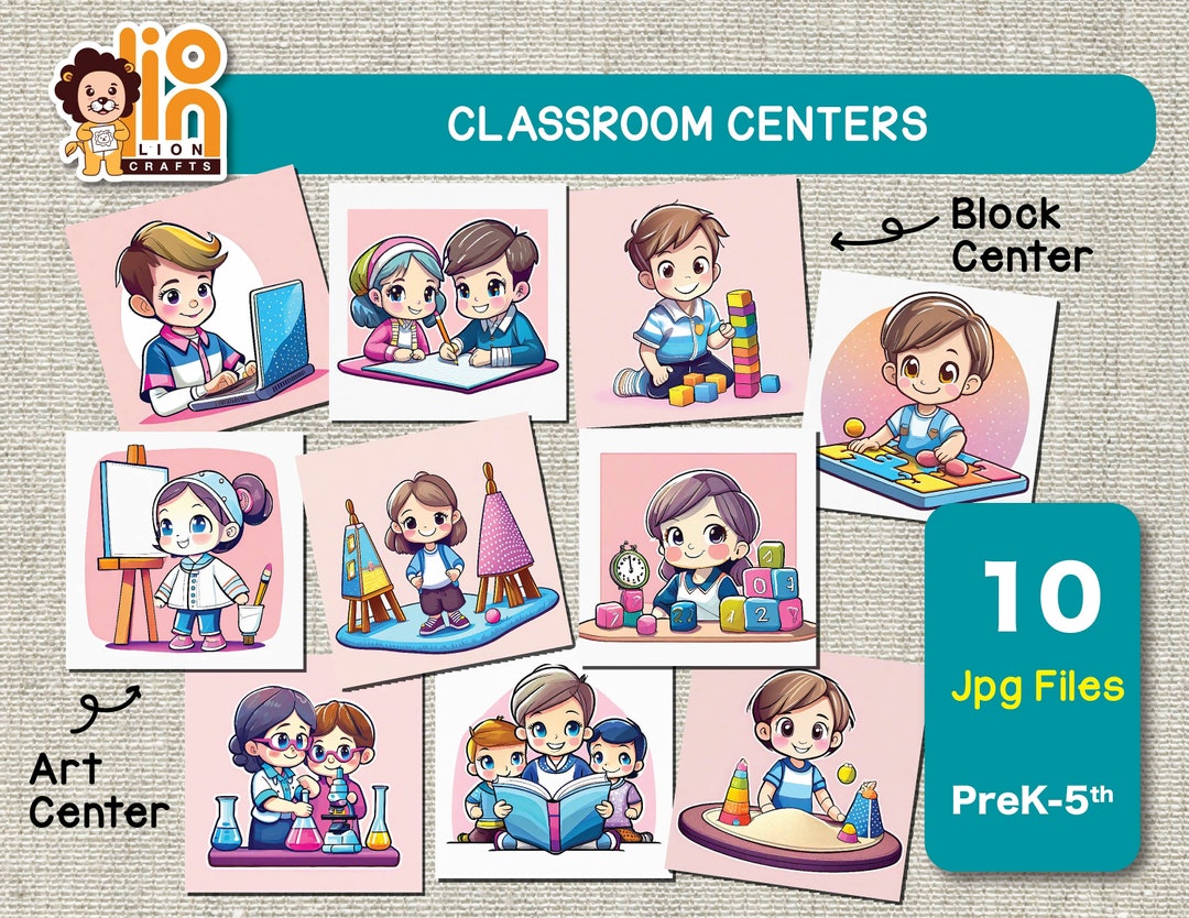 School Kids Classroom Centers Clip Art - Etsy