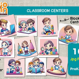 School Kids Classroom Centers Clip Art - Etsy