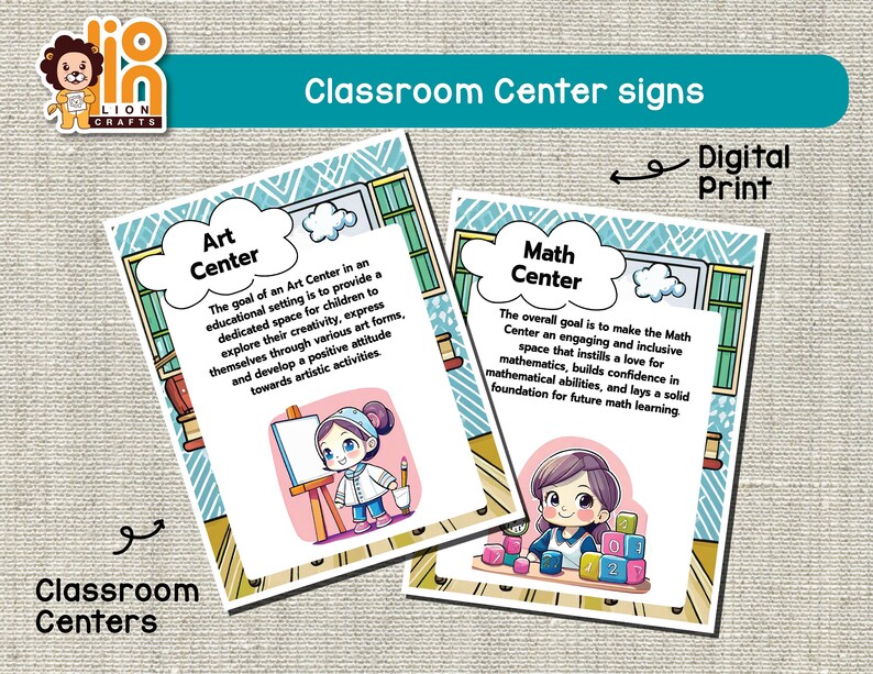 School Kids Classroom Centers Signs, Goal - Etsy